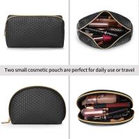 China Customizable PU Leather Makeup Bag Set of 3 Waterproof Travel Cosmetic Organizer for Women for sale