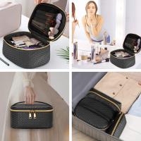 China Customizable PU Leather Makeup Bag Set of 3 Waterproof Travel Cosmetic Organizer for Women for sale