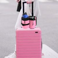 China Durable Nylon Luggage Travel Cup Holder 12x16cm Fits All Suitcase Handles Free Hand Drink Bag for sale