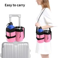 China Durable Nylon Luggage Travel Cup Holder 12x16cm Fits All Suitcase Handles Free Hand Drink Bag for sale
