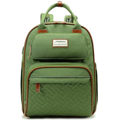 China Waterproof Custom Logo Mommy Baby Diaper Bag Backpack with Changing Bed 15L for sale