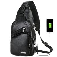 China USB Charging Chest Bag With Headset Hole Men'S Single Strap Anti Theft Adjustable for sale