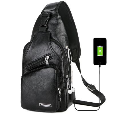 China USB Charging Chest Bag With Headset Hole Men'S Single Strap Anti Theft Adjustable for sale