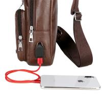 China USB Charging Chest Bag With Headset Hole Men'S Single Strap Anti Theft Adjustable for sale