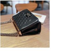 China Summer Plaid PU Leather Crossbody Bag for Women Square Chain Shoulder Bag 26x10x17cm for sale