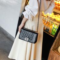 China Summer Plaid PU Leather Crossbody Bag for Women Square Chain Shoulder Bag 26x10x17cm for sale