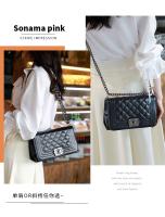 China Summer Plaid PU Leather Crossbody Bag for Women Square Chain Shoulder Bag 26x10x17cm for sale