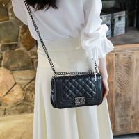 China Summer Plaid PU Leather Crossbody Bag for Women Square Chain Shoulder Bag 26x10x17cm for sale