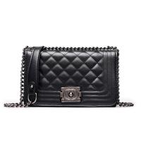China Summer Plaid PU Leather Crossbody Bag for Women Square Chain Shoulder Bag 26x10x17cm for sale
