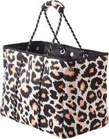 China Large Leopard Print Neoprene Tote Cross Body Bag 14x12.5x10inch Reusable for sale