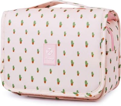 China Cactus Waterproof Cosmetic Bag 24x19.5x8.9cm Portable Travel Toiletries Makeup Pouch for Women for sale
