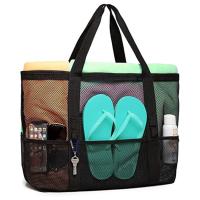 China Double Layer Insulated Mesh Transparent Tote Bag 37x42x15cm Large Capacity Picnic Beach Bag for sale