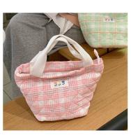 China JK Style Insulated Lunch Bag 30x19x16.5cm Reusable Tartan Cooler Drawstring Picnic Bag for sale