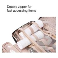 China Travel Toiletry Makeup Bag Cosmetic Storage Box 11x9.4x3 Inch Pleated Cotton Peach Skin Velvet Pink for sale
