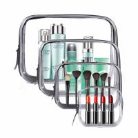 China Clear PVC Cosmetic Bag Waterproof Toiletry Pouch Portable Makeup Organizer Set 0.11kg for Travel for sale
