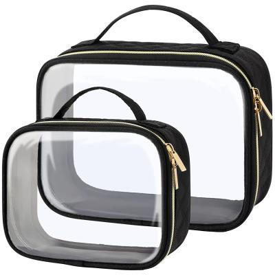 China Large Clear Toiletry Bag with Handle TSA Approved Fit Carry-on 0.11kg Customizable for sale