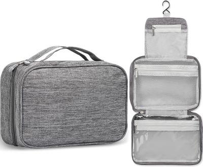 China Large Capacity Double Layer Zipper Travel Cosmetic Bag with Dividers 30x20x15cm for sale