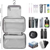 China Large Capacity Double Layer Zipper Travel Cosmetic Bag with Dividers 30x20x15cm for sale