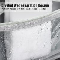 China Large Capacity Double Layer Zipper Travel Cosmetic Bag with Dividers 30x20x15cm for sale