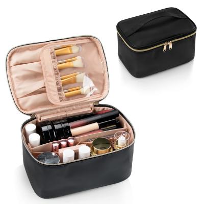 China Waterproof Double Layer Zipper Travel Cosmetic Bag with Handle 30x20x15cm for sale