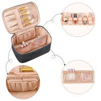 China Waterproof Double Layer Zipper Travel Cosmetic Bag with Handle 30x20x15cm for sale