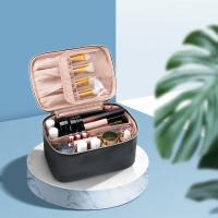 China Waterproof Double Layer Zipper Travel Cosmetic Bag with Handle 30x20x15cm for sale