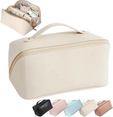 China Custom Waterproof Makeup Bag 9.84x4.72x4.72 Inch Solid Color Cosmetic Pouch for Travel for sale