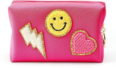 China Waterproof PU Leather Cosmetic Bag Preppy Travel Makeup Organizer 16x11cm for sale