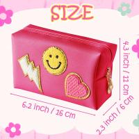 China Waterproof PU Leather Cosmetic Bag Preppy Travel Makeup Organizer 16x11cm for sale