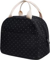 China Shockproof Dot Black Lunch Tote Bag for Women Girls Work School 0.1kg Custom Size for sale