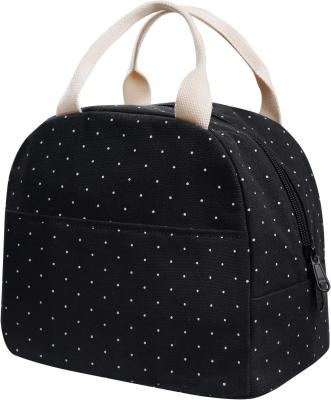 China Shockproof Dot Black Lunch Tote Bag for Women Girls Work School 0.1kg Custom Size for sale