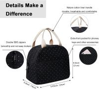 China Shockproof Dot Black Lunch Tote Bag for Women Girls Work School 0.1kg Custom Size for sale