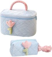 China Soft Corduroy Makeup Bag Set 16.5x9.9x9.9cm Large Capacity Cosmetic Organizer Shockproof Cute Travel Bag for sale