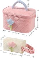 China Soft Corduroy Makeup Bag Set 16.5x9.9x9.9cm Large Capacity Cosmetic Organizer Shockproof Cute Travel Bag for sale