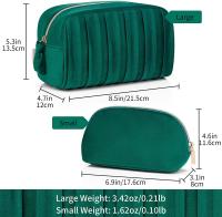 China Velvet Custom Pouch Luxury Beauty Makeup Bag Zipper Travel Cosmetic Bag 21.5x12x13.5cm Green for sale