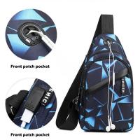 China Men Anti Theft Chest Bag USB Charging Crossbody Sling Pack 2L Polyester Fiber Short Trip Messenger for sale