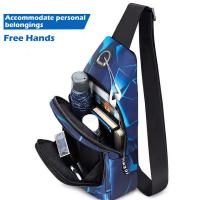 China Men Anti Theft Chest Bag USB Charging Crossbody Sling Pack 2L Polyester Fiber Short Trip Messenger for sale