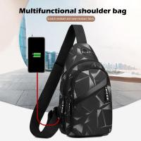 China Men Anti Theft Chest Bag USB Charging Crossbody Sling Pack 2L Polyester Fiber Short Trip Messenger for sale