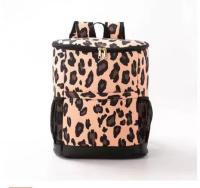 China Leopard Canvas Insulated Cooler Backpack 12.2x6.29x14.7 Inch Waterproof Picnic Bag for sale
