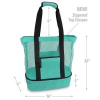 China 2 in 1 Mesh Beach Tote Bag with Insulated Cooler Compartment 20x16x6 Inch for sale