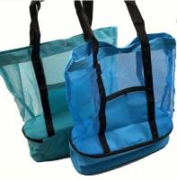 China 2 in 1 Mesh Beach Tote Bag with Insulated Cooler Compartment 20x16x6 Inch for sale