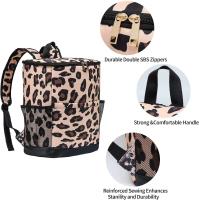 China Leopard Canvas Insulated Cooler Backpack 12.2x6.29x14.7 Inch Waterproof Picnic Bag for sale