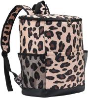 China Leopard Canvas Insulated Cooler Backpack 12.2x6.29x14.7 Inch Waterproof Picnic Bag for sale