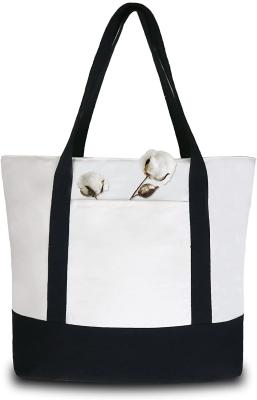 China White Eco Canvas Zipper Bag with Clear Logo Pictures Simple Style 1 Compartment for sale