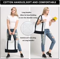 China White Eco Canvas Zipper Bag with Clear Logo Pictures Simple Style 1 Compartment for sale