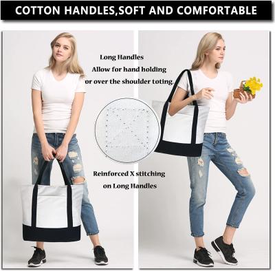 China Eco Canvas Shopping Bags with Zipper Closure 3000PCS MOQ Cotton Tote Bags for Stationery Storage for sale