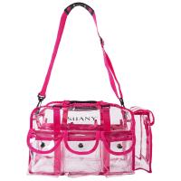 China Pink Clear PVC Makeup Bag - Large Size Professional Makeup Artist Rectangular Tote with Strap for sale