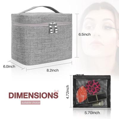 China Waterproof Shockproof Travel Makeup Bag 8.2x6.0x6.5 Inch with Mesh Brush Holder Storage Organizer for sale