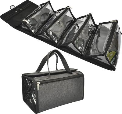 China Large Capacity Hanging Eco-Friendly Polyester Travel Toiletry Bag 4 in 1 Roll Makeup Organizer 10.43x6.69x5.91in for sale