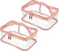 China Clear PVC Toiletry Bag Waterproof Makeup Pouch with Zipper Handle Strap 8.3x5.9x3.5 Inch Travel Cosmetic Case for sale